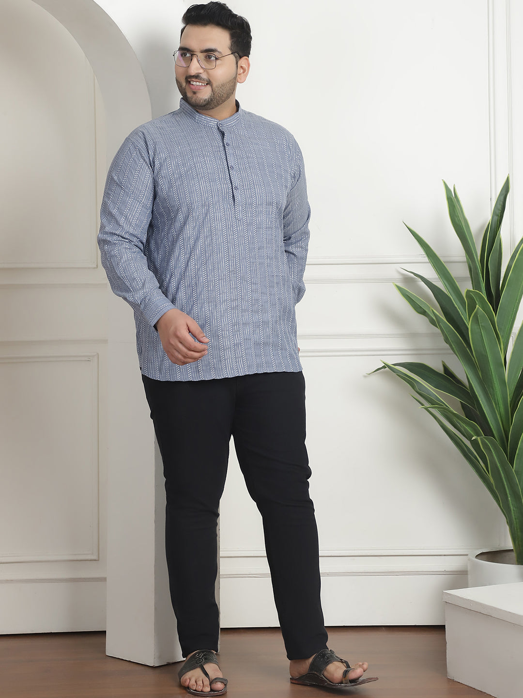 Men's Cotton Woven Design Grey – Sojanya